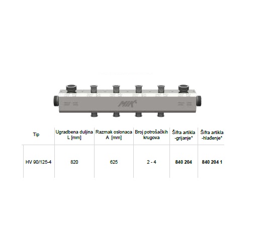 Kotlovski razdjelnik s izolacijom bez matica, brtvi i čepova HV 90/125 ...